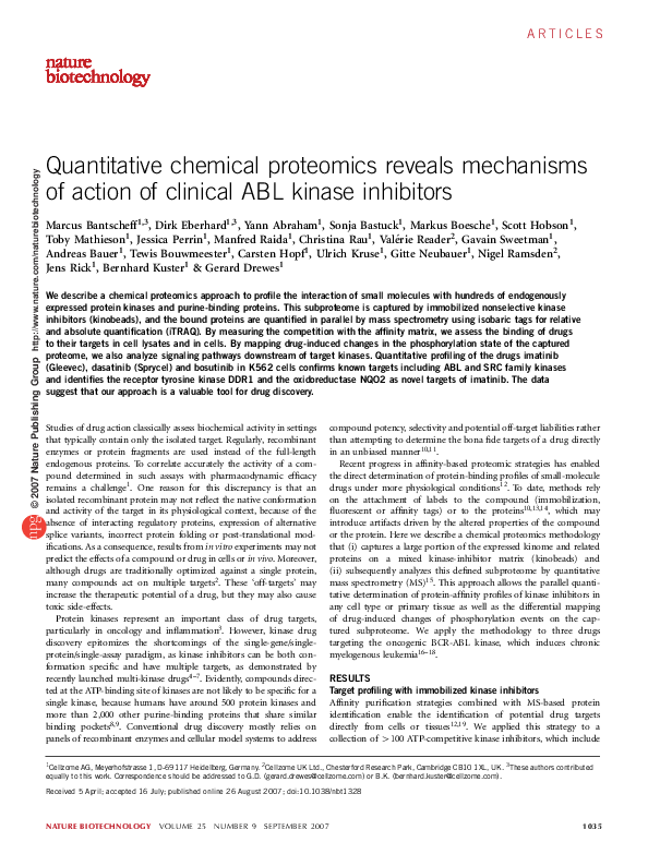 (PDF) Quantitative chemical proteomics reveals mechanisms of action of ...
