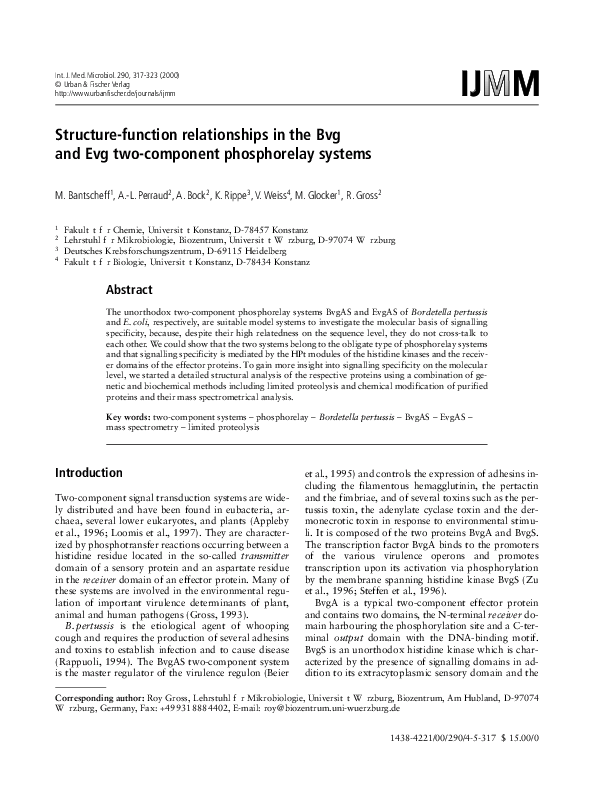 (PDF) Structure-function relationships in the Bvg and Evg two-component ...