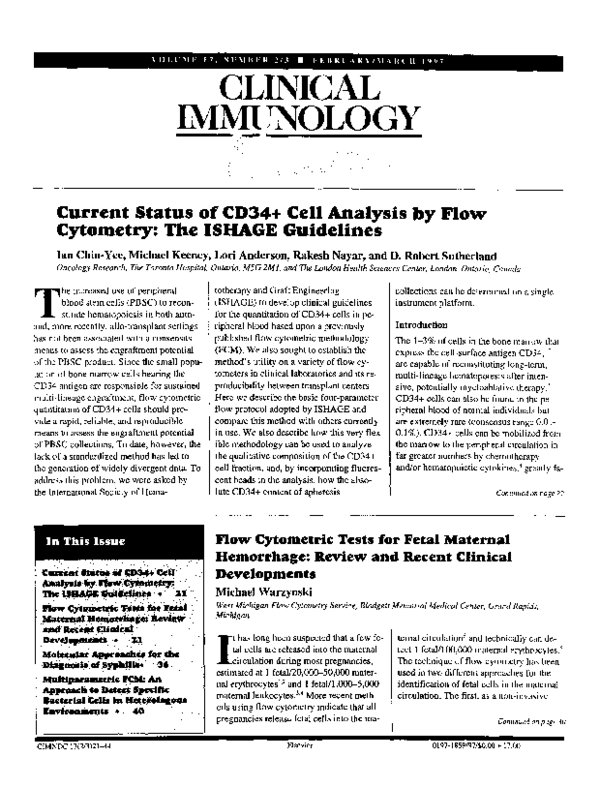 (PDF) Current status of CD34+ cell analysis by flow cytometry: The ...