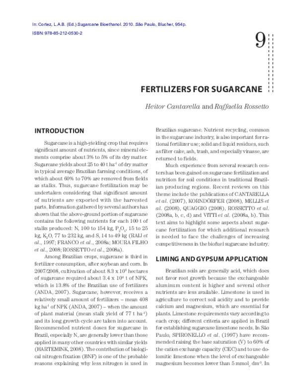 (PDF) Fertilizers for sugar cane