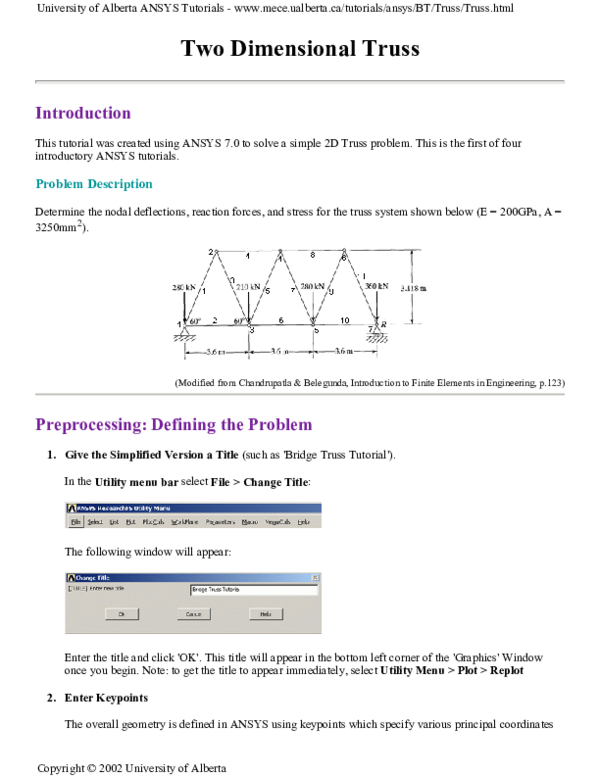 (PDF) Two Dimensional Truss