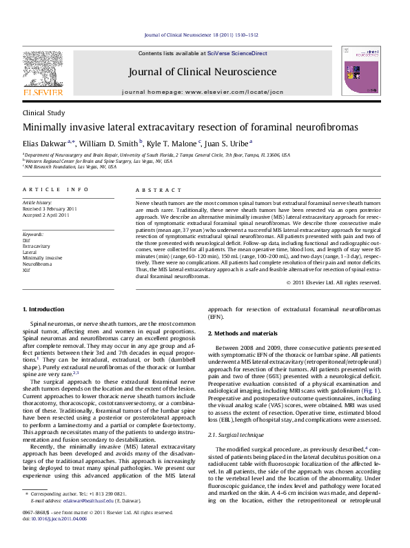 (PDF) Minimally invasive lateral extracavitary resection of foraminal ...