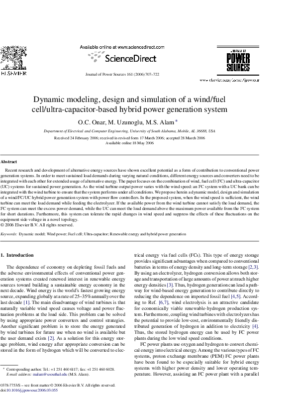 (PDF) Dynamic modeling, design and simulation of a wind/fuel cell/ultra-capacitor-based hybrid ...