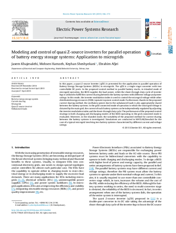 (PDF) Modeling and Control of Quasi-Z-Source Inverter for Distributed Generation Applications