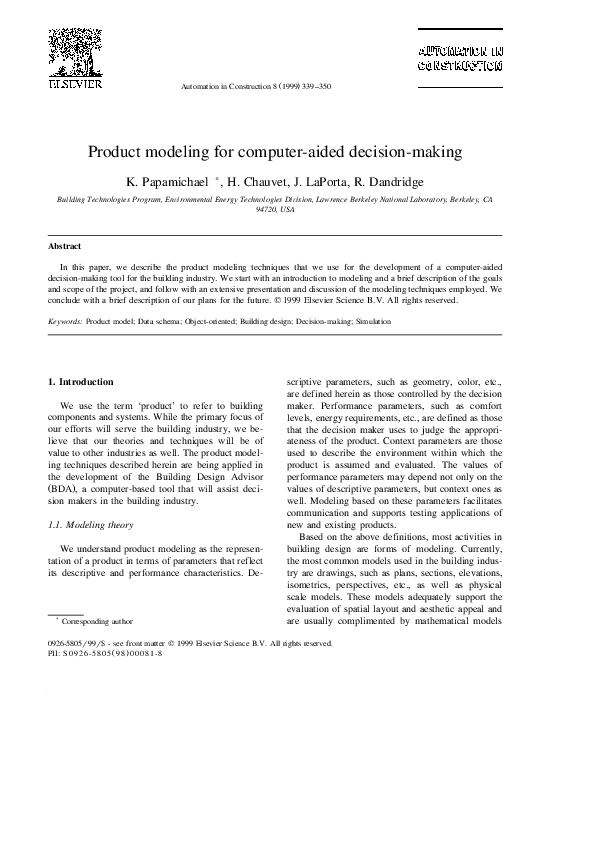 (PDF) Product modeling for computer-aided decision-making