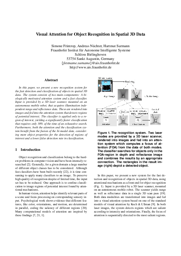 (PDF) Visual Attention for Object Recognition in Spatial 3D Data