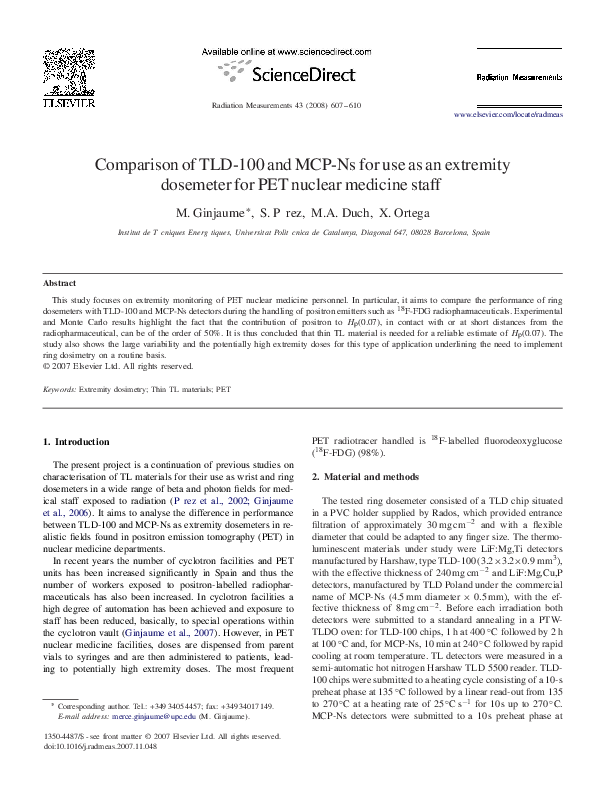 (PDF) Comparison of TLD-100 and MCP-Ns for use as an extremity ...
