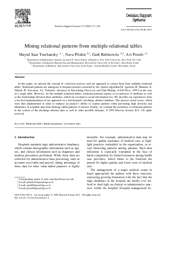 (PDF) Mining relational patterns from multiple relational tables