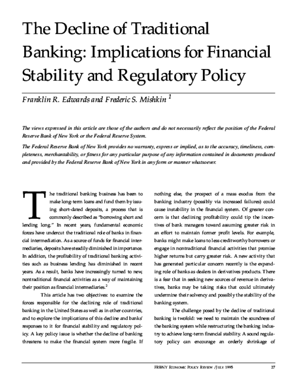 (PDF) The Decline of Traditional Banking: Implications for Financial ...