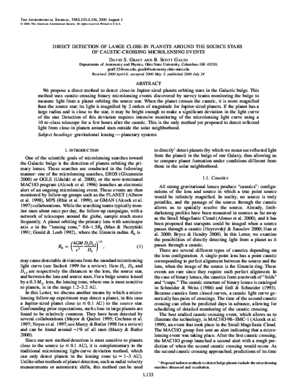 (PDF) Direct Detection of Large Close-in Planets around the Source ...