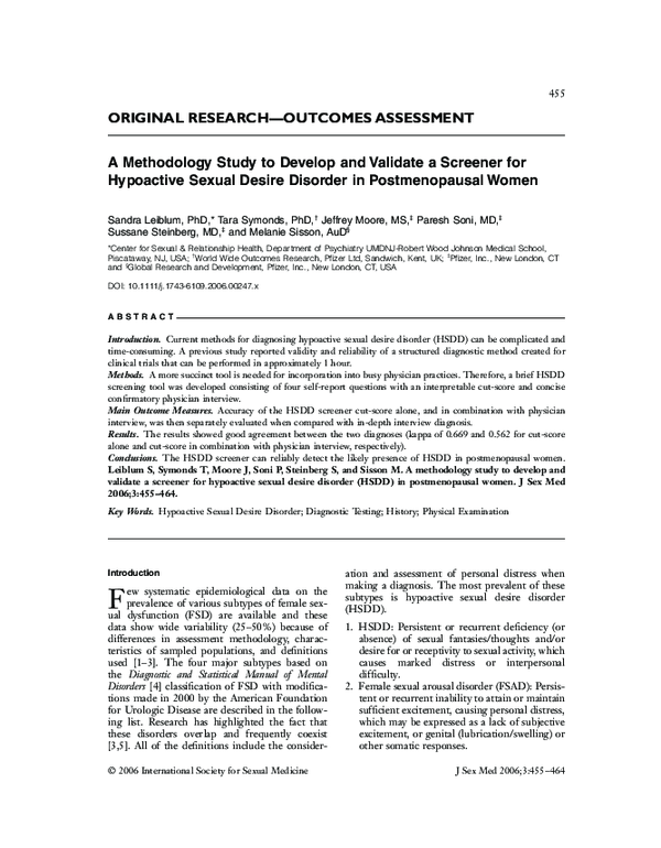 (PDF) A Methodology Study to Develop and Validate a Screener for ...