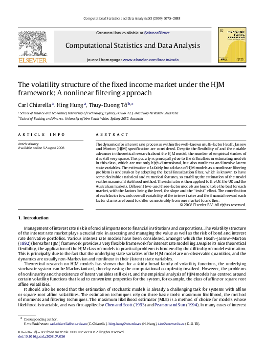 (PDF) The volatility structure of the fixed income market under the HJM ...