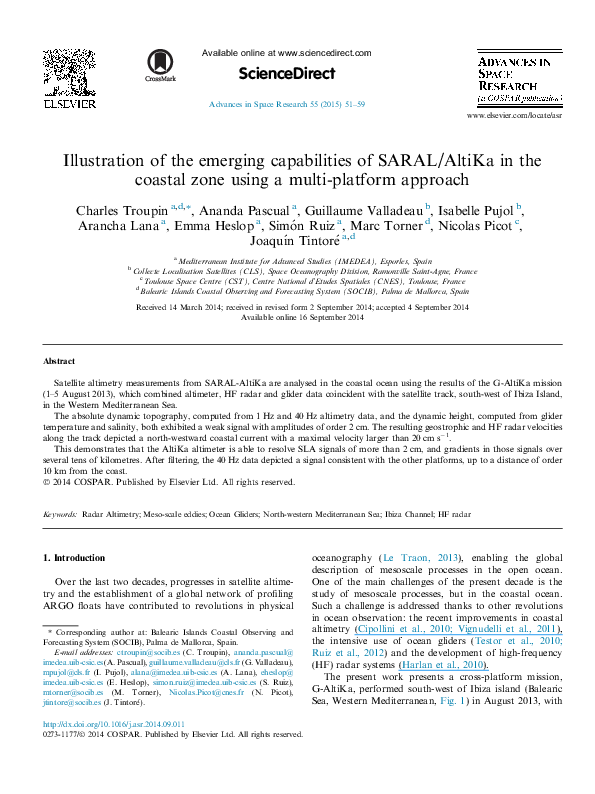 (PDF) Illustration of the emerging capabilities of SARAL/AltiKa in the ...