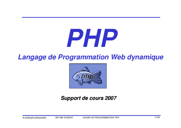 (PDF) PHP Langage de Programmation Web dynamique