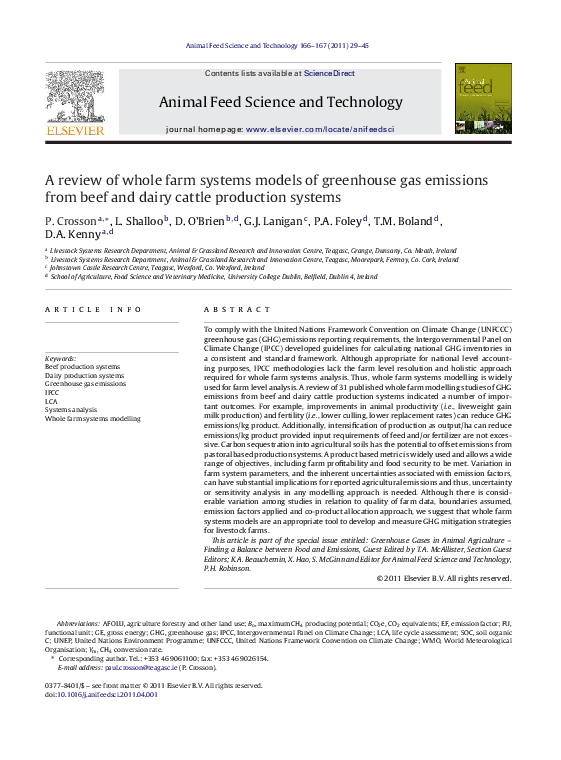 (PDF) A review of whole farm systems models of greenhouse gas emissions ...