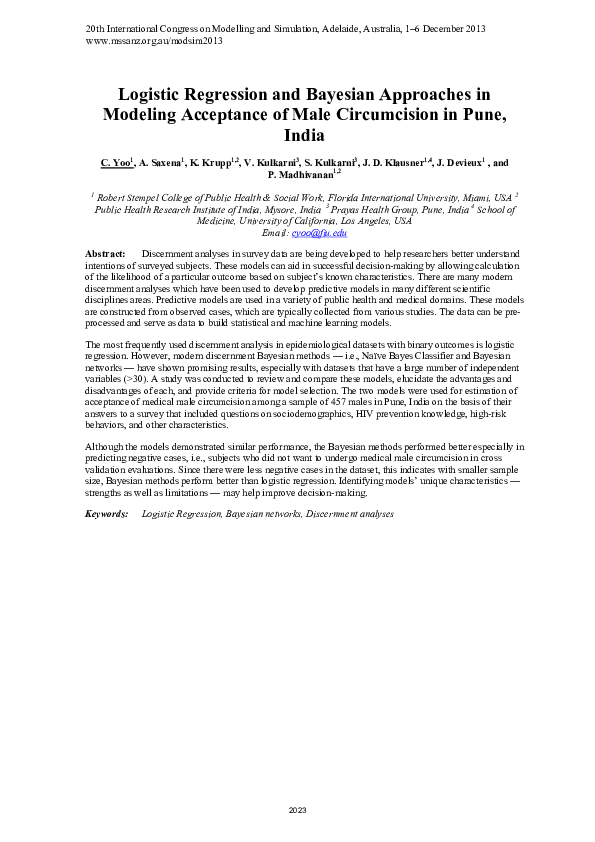 Pdf Logistic Regression And Bayesian Approaches In Modeling Acceptance Of Male Circumcision In