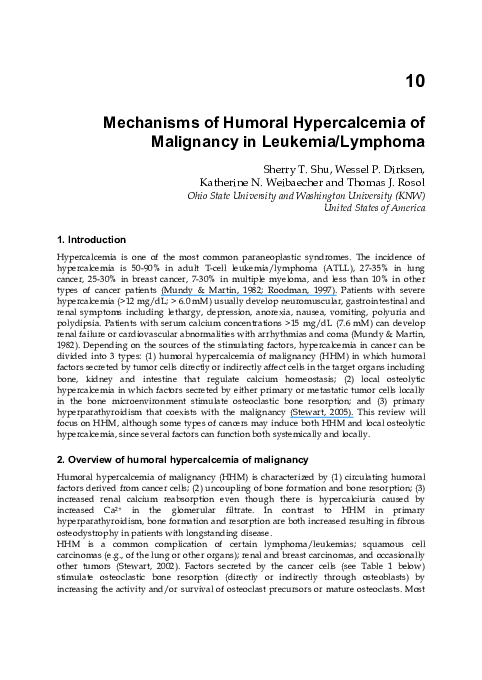 (PDF) Mechanisms of Humoral Hypercalcemia of Malignancy in Leukemia/Lymphoma | Wessel Dirksen ...