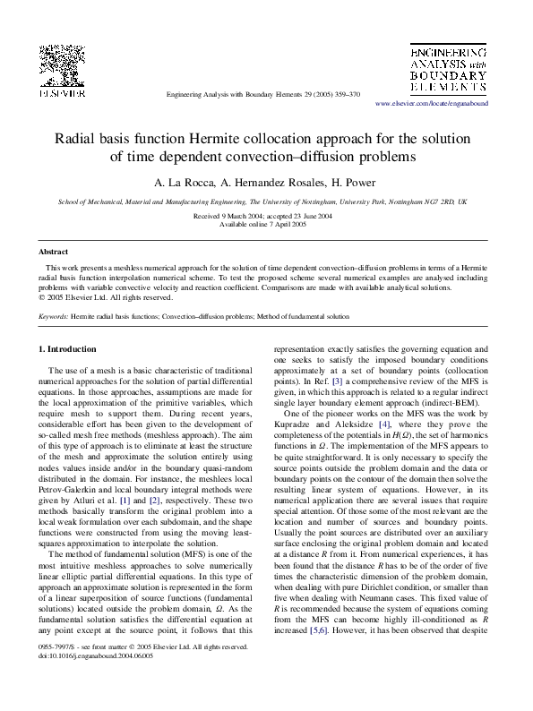 Pdf Radial Basis Function Hermite Collocation Approach For The Solution Of Time Dependent