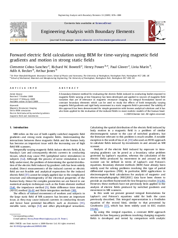 (PDF) Forward electric field calculation using BEM for time-varying ...