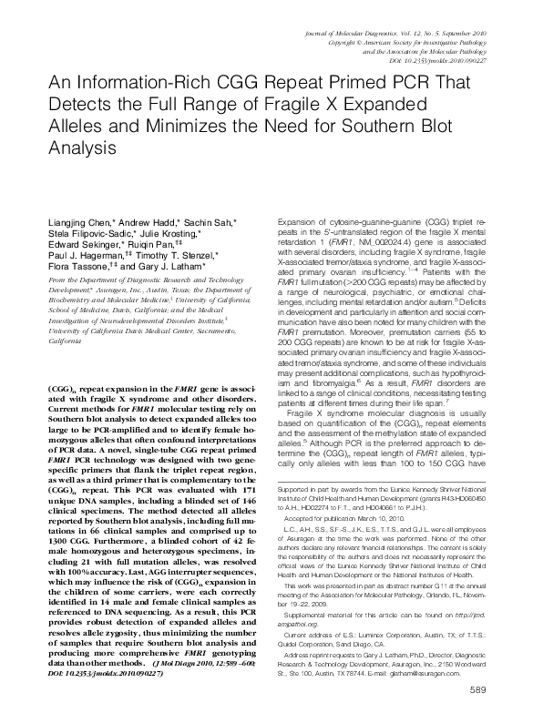 (PDF) An Information-Rich CGG Repeat Primed PCR That Detects the Full ...