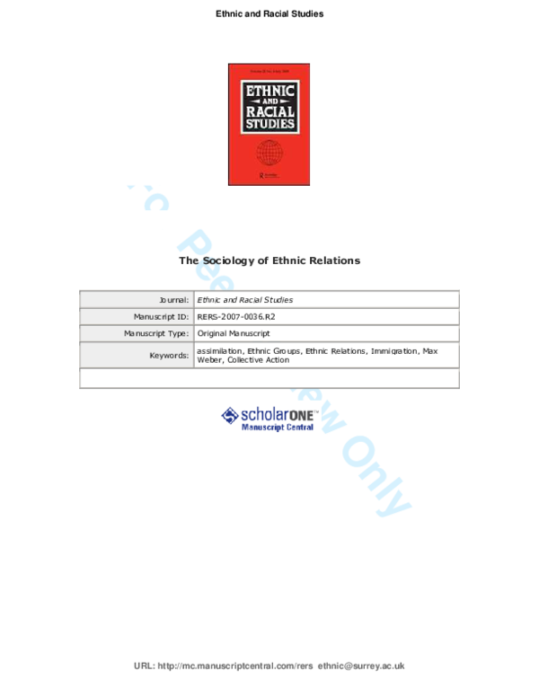 (PDF) The sociology of ethnic relations