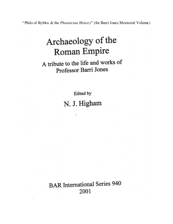 (PDF) "Philo of Byblos & the Phoenician History: Ethnicity & Culture in ...
