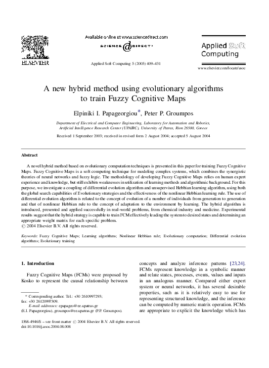Pdf A New Hybrid Method Using Evolutionary Algorithms To Train Fuzzy