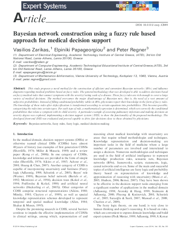 (PDF) Bayesian network construction using a fuzzy rule based approach ...