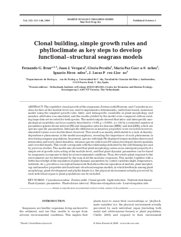 (PDF) Clonal building, simple growth rules and phylloclimate as key ...