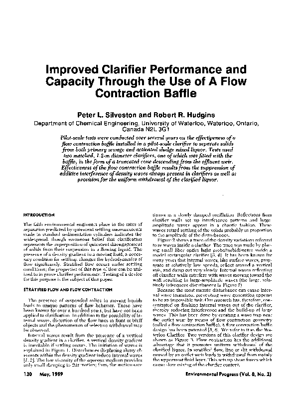 (PDF) Improved clarifier performance and capacity through the use of a ...