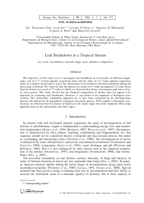 (PDF) Leaf Breakdown in a Tropical Stream
