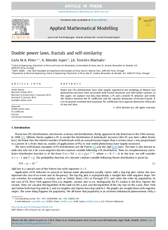 (PDF) Double power laws, fractals and self-similarity