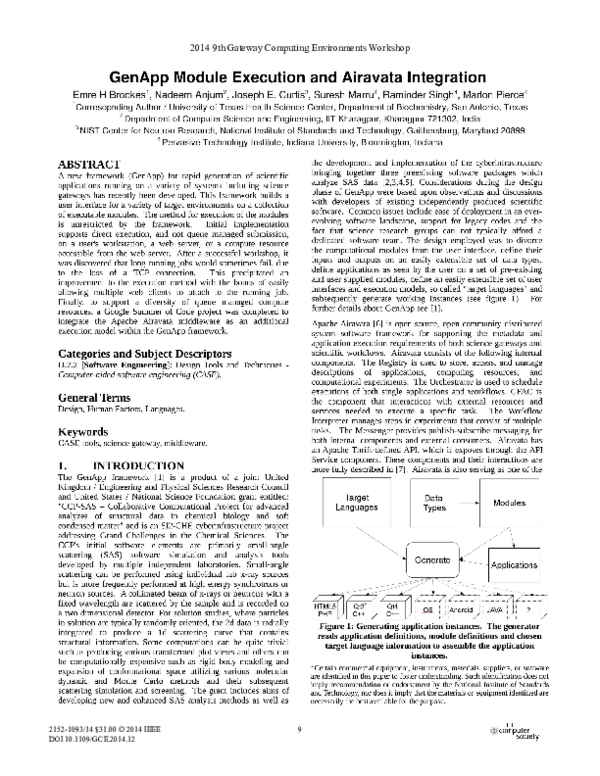 (PDF) GenApp Module Execution and Airavata Integration