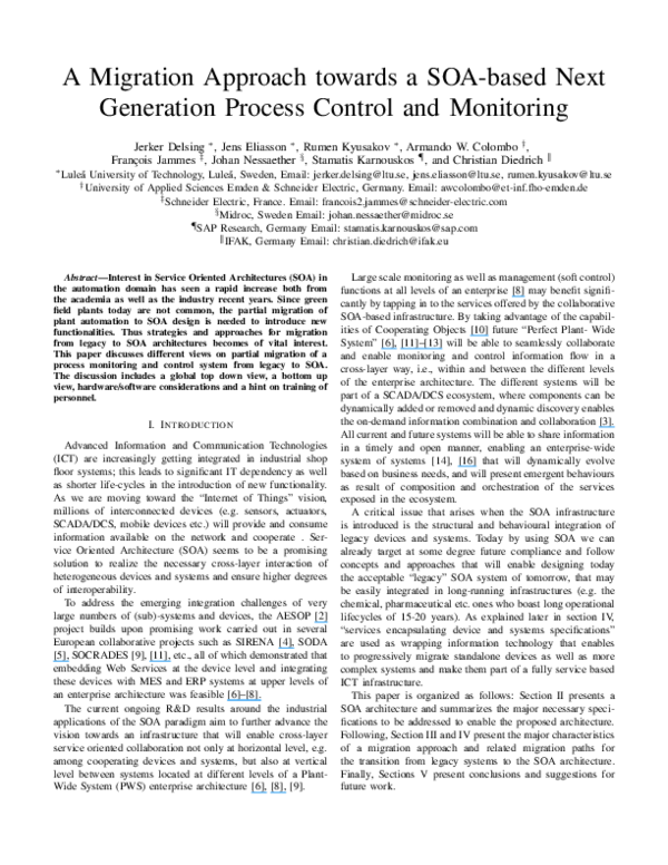 (PDF) A migration approach towards a SOA-based next generation process control and monitoring