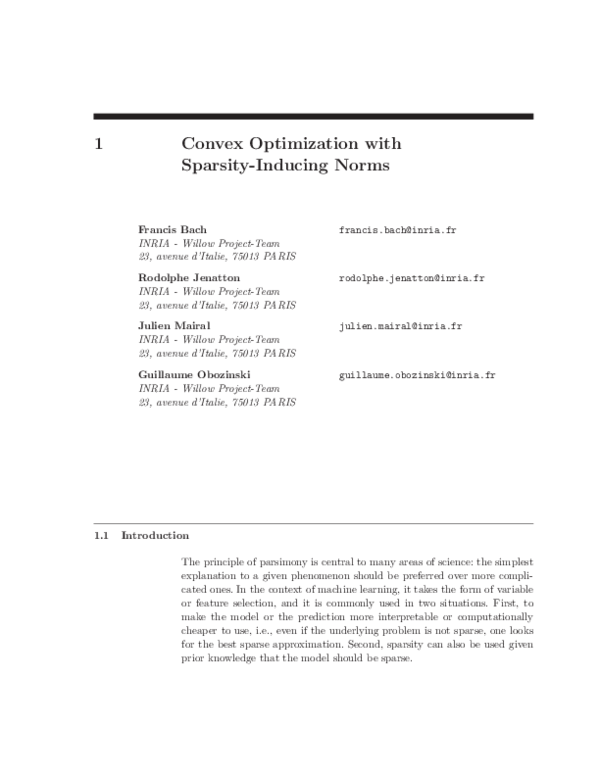 (PDF) Convex optimization with sparsity-inducing norms