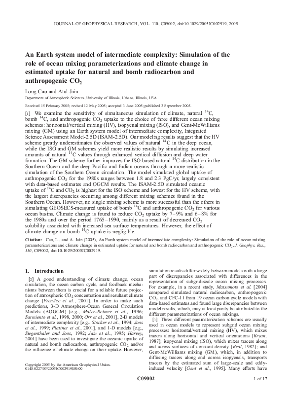 (PDF) The earth system model of intermediate complexity CLIMBER-3α. Part I: description and ...