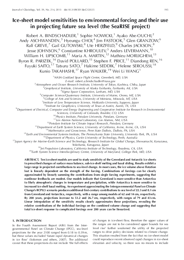 (PDF) Ice-sheet model sensitivities to environmental forcing and their ...
