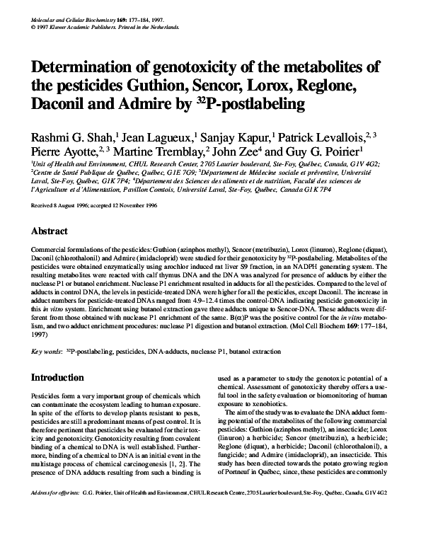 (PDF) Determination of genotoxicity of the metabolites of the ...