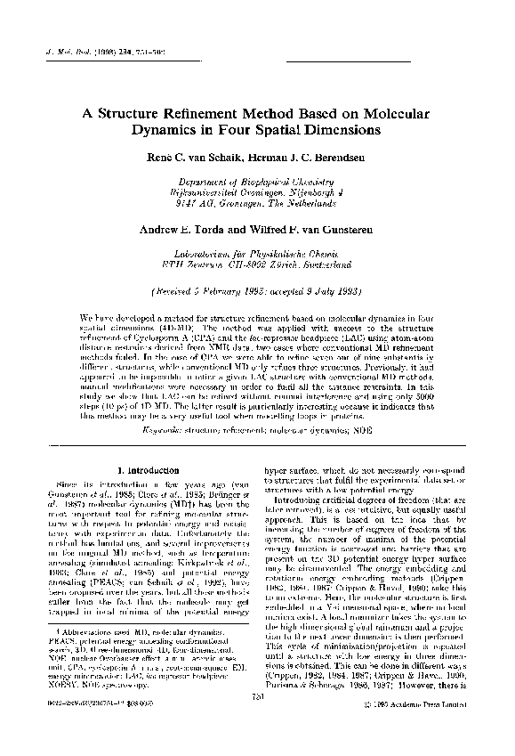 (PDF) A Structure Refinement Method Based on Molecular Dynamics in Four Spatial Dimensions