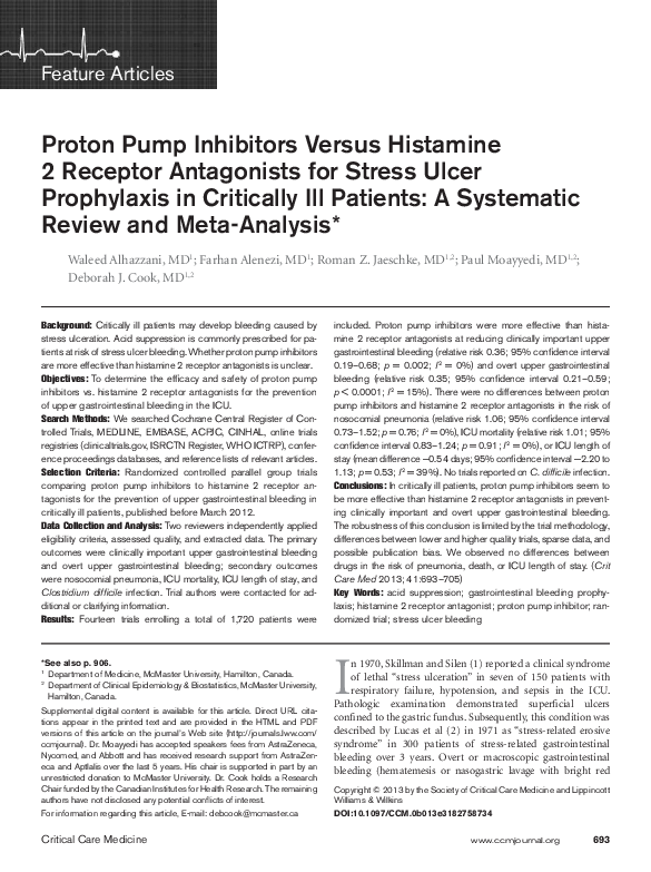 (PDF) Proton Pump Inhibitors Versus Histamine 2 Receptor Antagonists ...