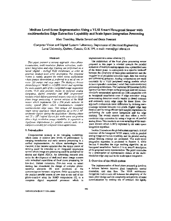 Pdf Medium Level Scene Representation Using A Vlsi Smart Hexagonal Sensor With Multiresolution