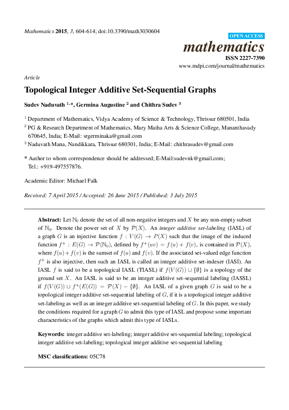 (PDF) Topological Integer Additive Set-Sequential Graphs