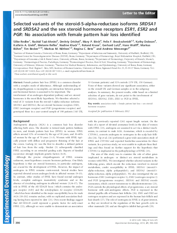 (PDF) Selected variants of the steroid-5-alpha-reductase isoforms ...