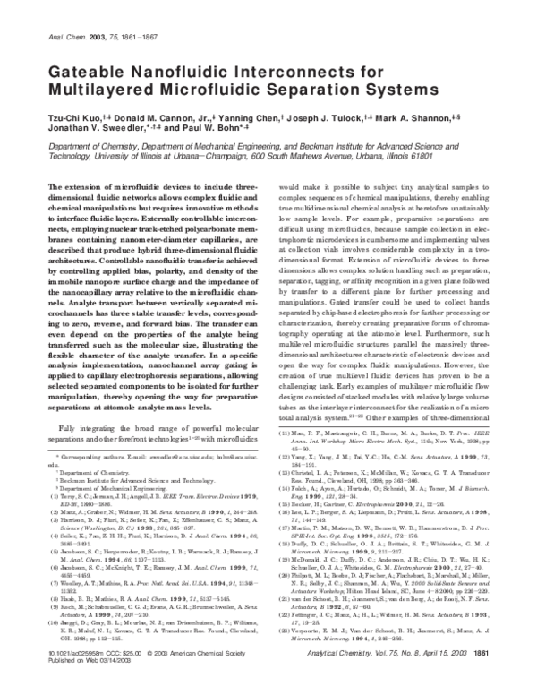 (PDF) Gateable Nanofluidic Interconnects for Multilayered Microfluidic Separation Systems