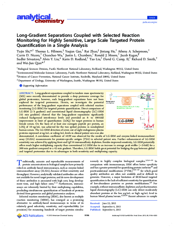 (PDF) Long-Gradient Separations Coupled with Selected Reaction Monitoring for Highly Sensitive ...