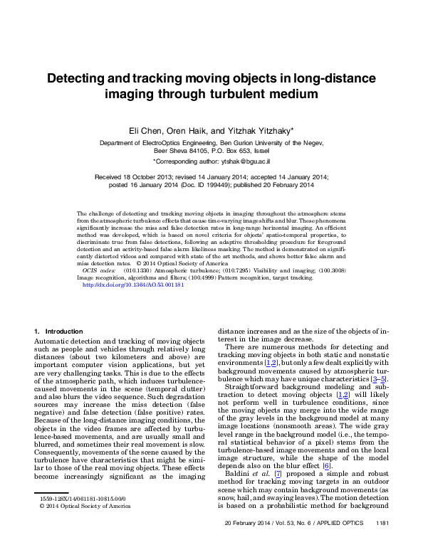 (PDF) Detecting and tracking moving objects in long-distance imaging through turbulent medium