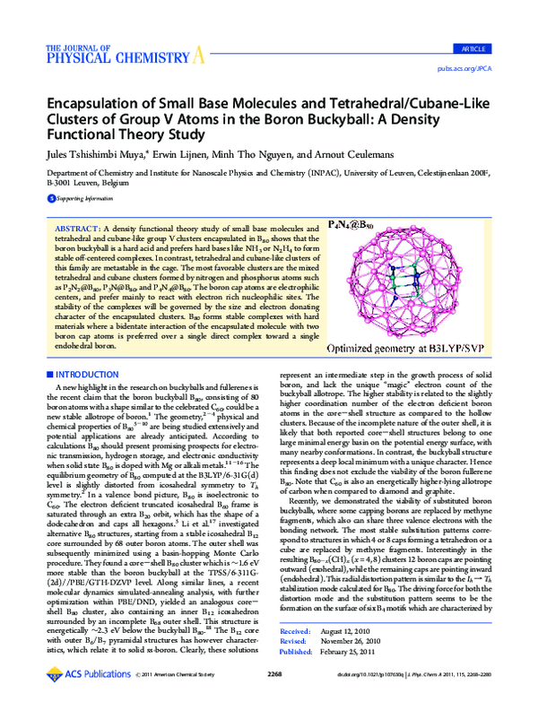 (PDF) Encapsulation of Small Base Molecules and Tetrahedral/Cubane-Like ...