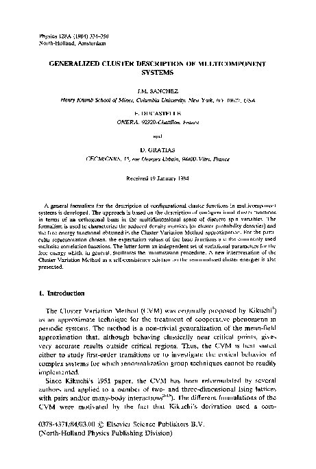 (PDF) Generalized cluster description of multicomponent systems