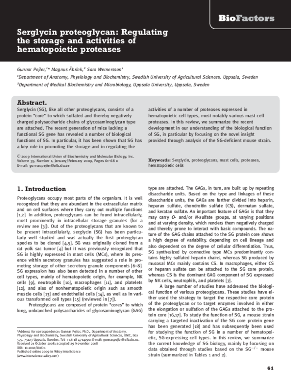 (PDF) Serglycin proteoglycan: Regulating the storage and activities of ...
