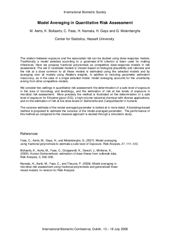 (PDF) Model Averaging in Quantitative Risk Assessment